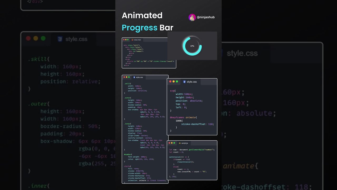 Animated Circular Progress Bar Using HTML, CSS & JS | #shorts