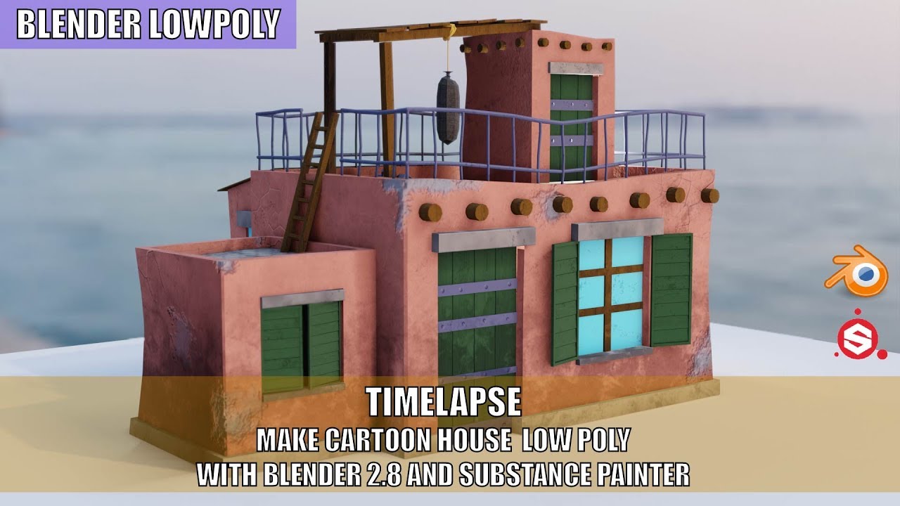 Cartoon House Blender LowPoly | Blender Lowpoly