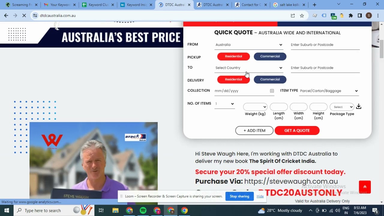 Parcel Services from Australia to India