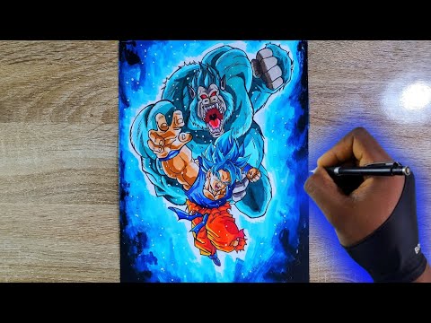 How to Draw Goku Super Saiyan blue With Great Ape Oozaru [ Dragonball ]🔥