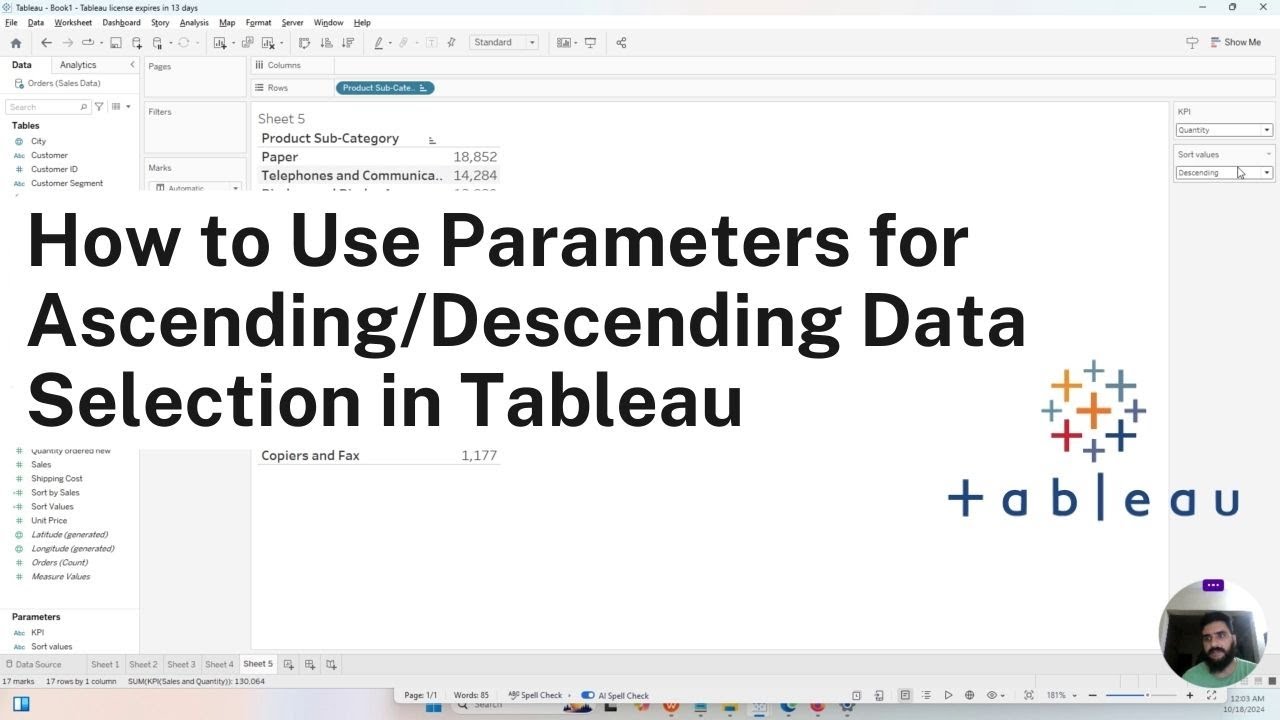 Use Parameters for Ascending Descending Data Selection in Tableau