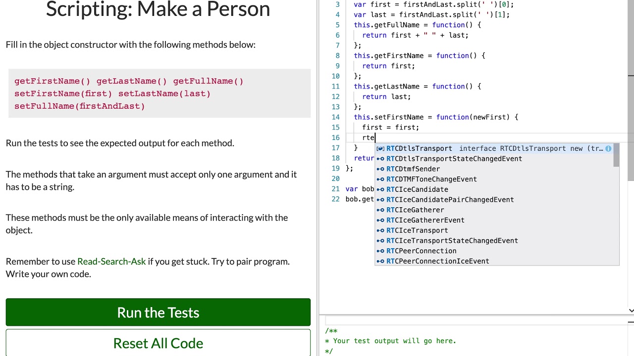 Let's play free code camp: Intermediate Algorithm Scripting: Make a Person