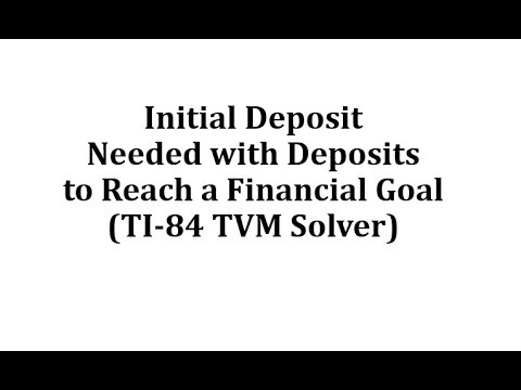 Initial Deposit Needed with Deposits to Reach a Financial Goal (TI-84 TVM Solver)
