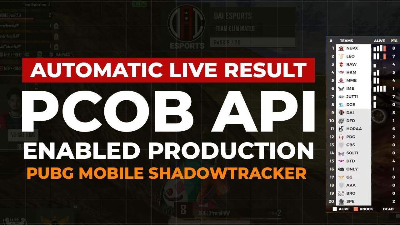 PUBG Mobile PCOB API | Automatic Live Result Production