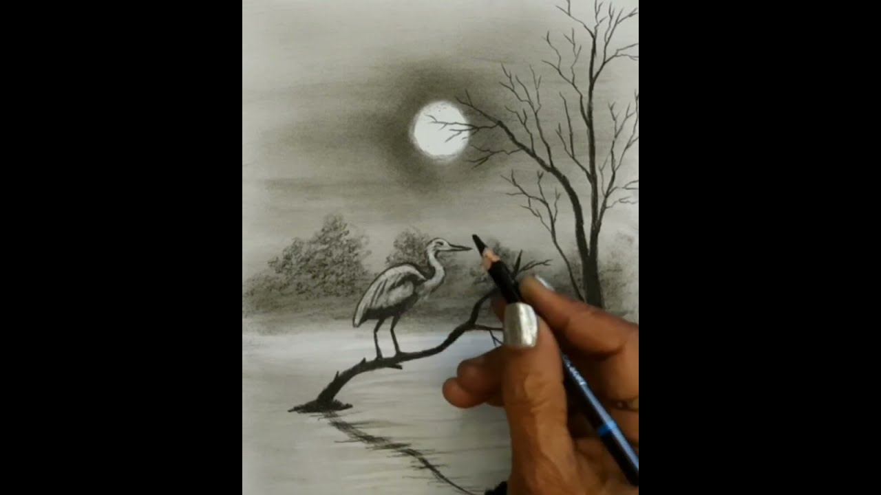 How to Draw Swan Landscape Step by Step | Landscape Drawing Tutorial by Pencil