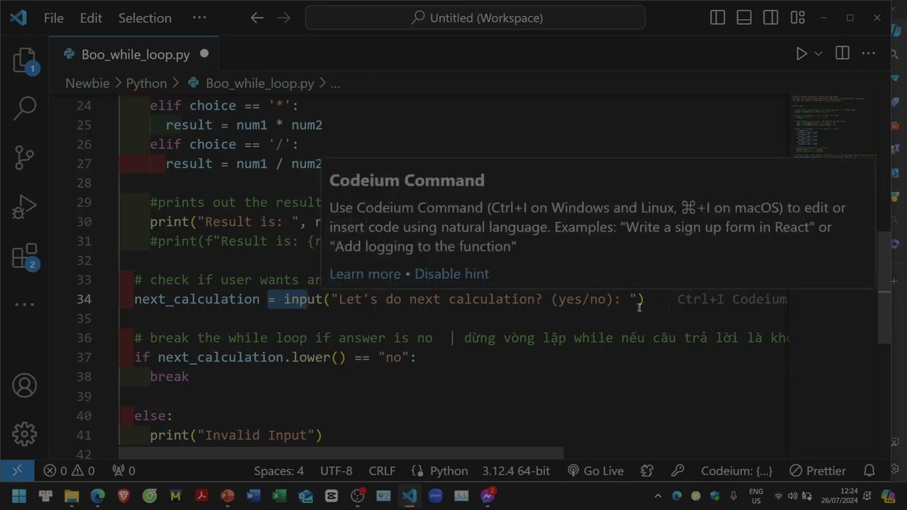 Python | Simple calculator using while loop.