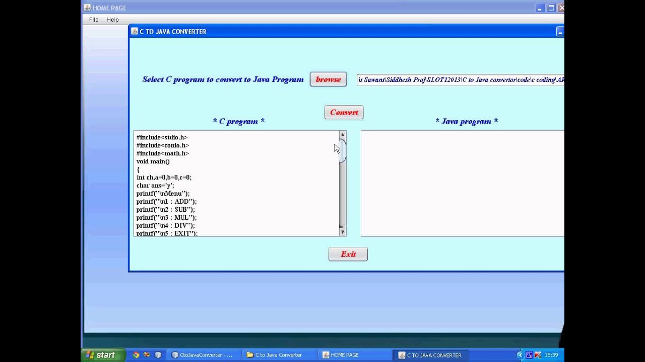 C TO Java Converter Java project