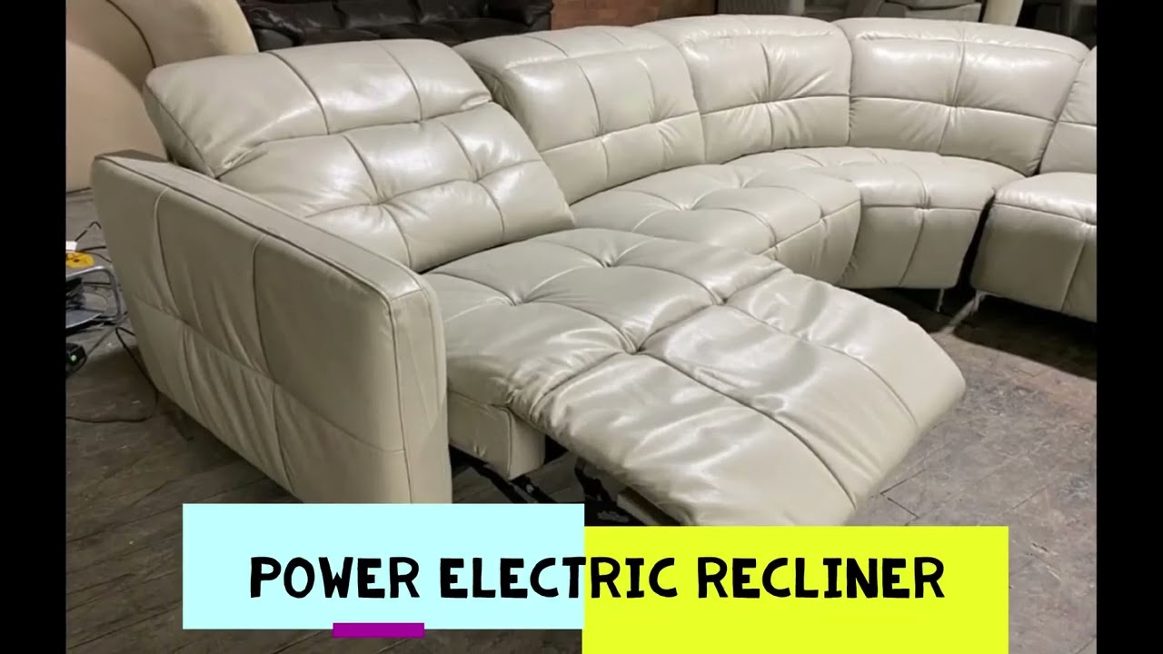 SOFOLOGY MARMONT CORNER SOFA GREY CREAM GENUINE LEATHER ELECTRIC POWER RECLINER