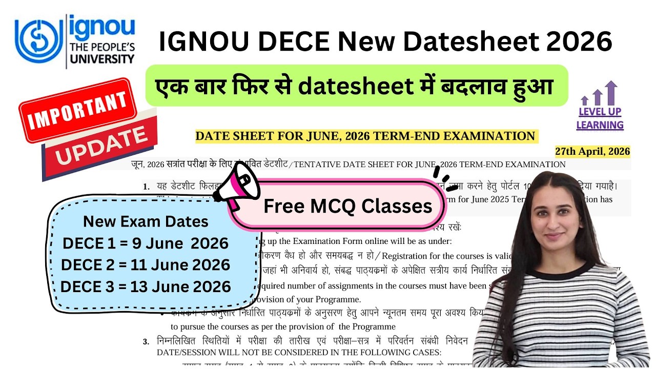 New DECE June 2026 Datesheet IGNOU Level Up Learning Simran Gumber