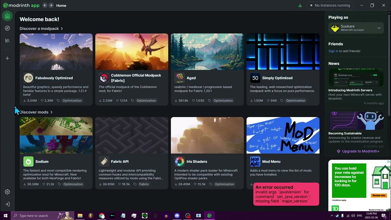 Modrinth | Java Major Error Fix