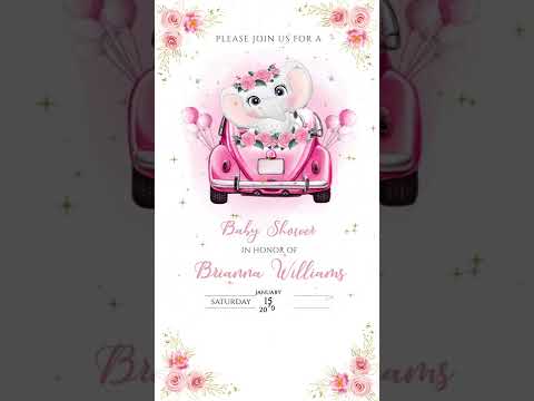 Blush Pink Rose Gold Elephant Baby Shower Invitation Girl Baby Elephant, Floral Elephant