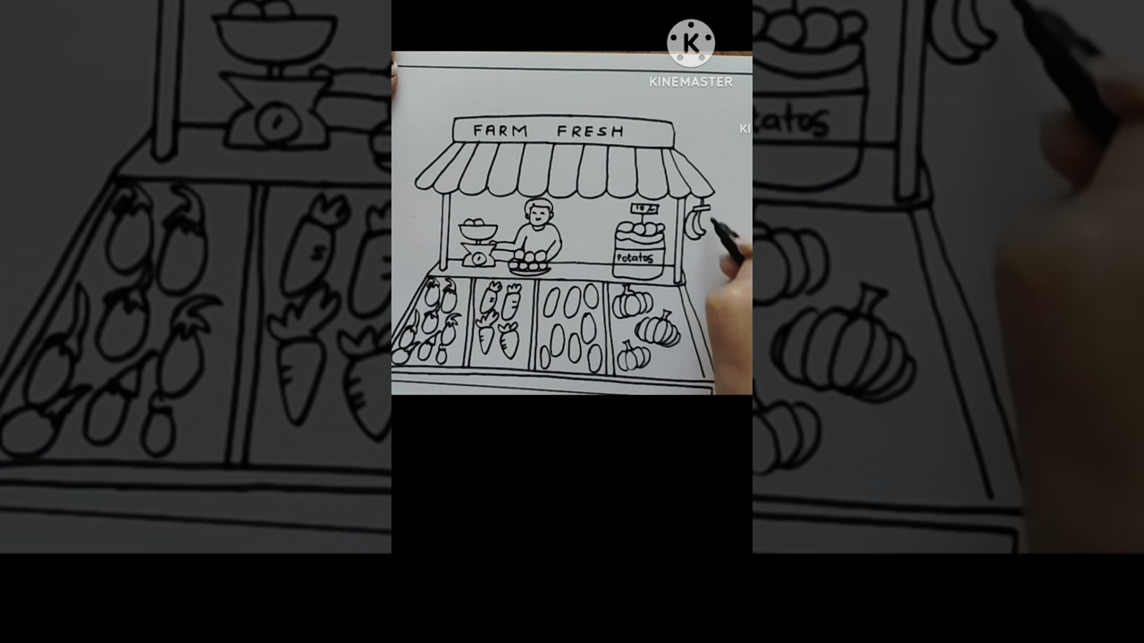 How to draw vegetables shop #easydrawing #drawing