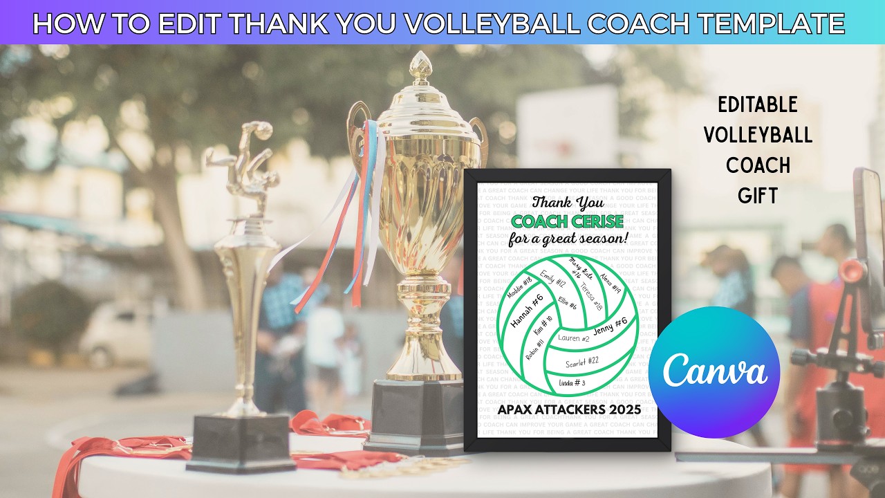 How to Edit Canva Template Thank You Coach for Volleyball