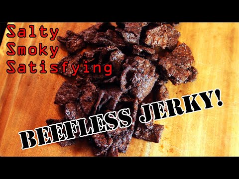 My best Beef-less Jerky Recipe, Smoked Vegan Jerky.
