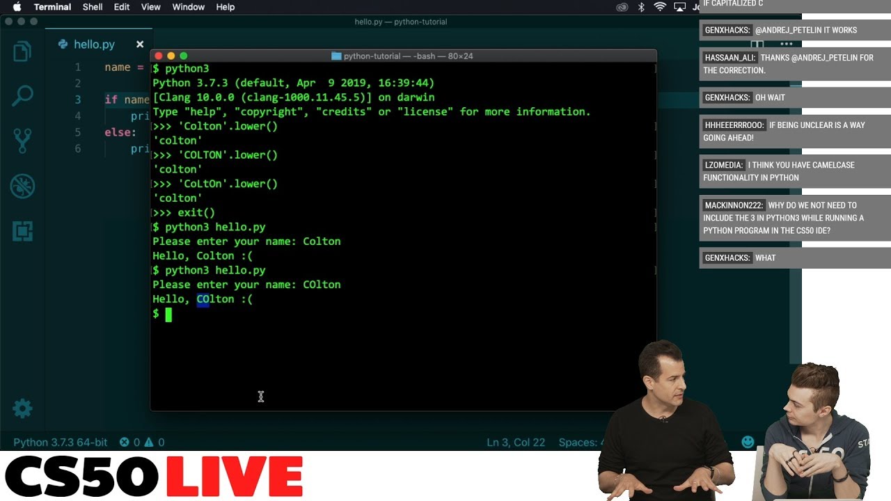 PYTHON TUTORIAL! - CS50 Live, EP. 63