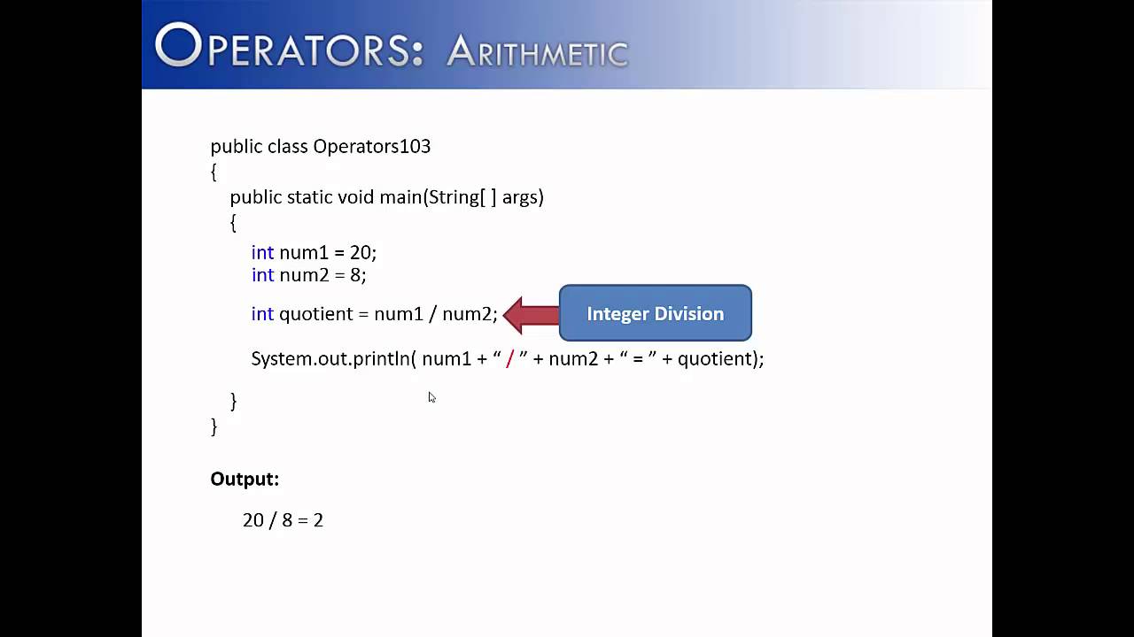 Operators Part 3: Arithmetic (Java)