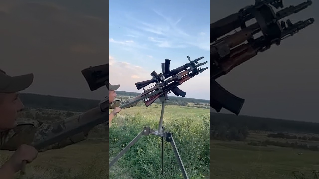 Six AK-74s Strapped Together As A Ukrainian Anti-Drone Gun In Action