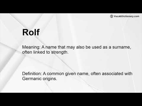 Rolf Meaning
