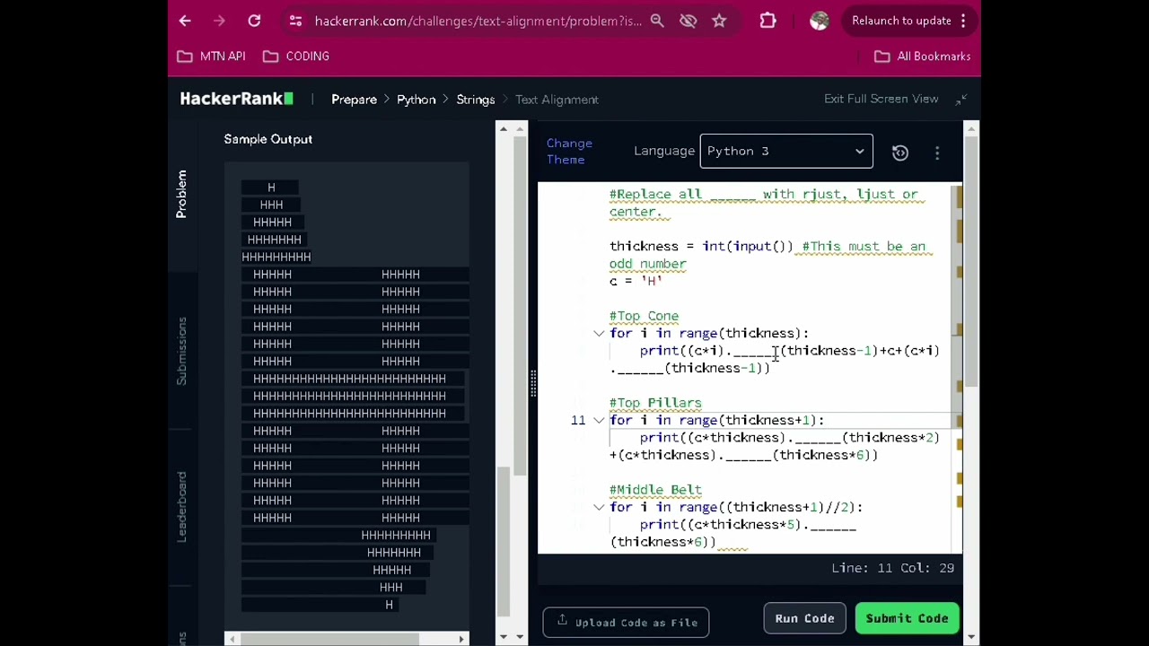 Aligning Text with Ease using Python! | Hackerrank Solution| #fyp #python #coding #challenge #tech