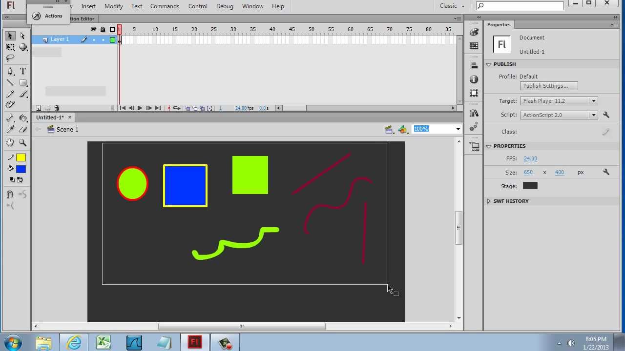Vector Drawing Tools in Flash CS6 - Beginner