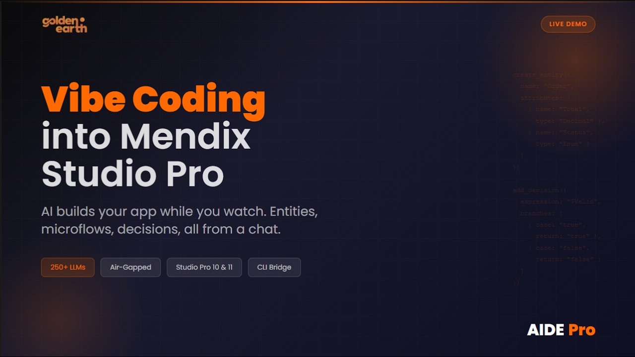 Vibe Coding a Mendix App with AI - AIDE Pro Live Demo