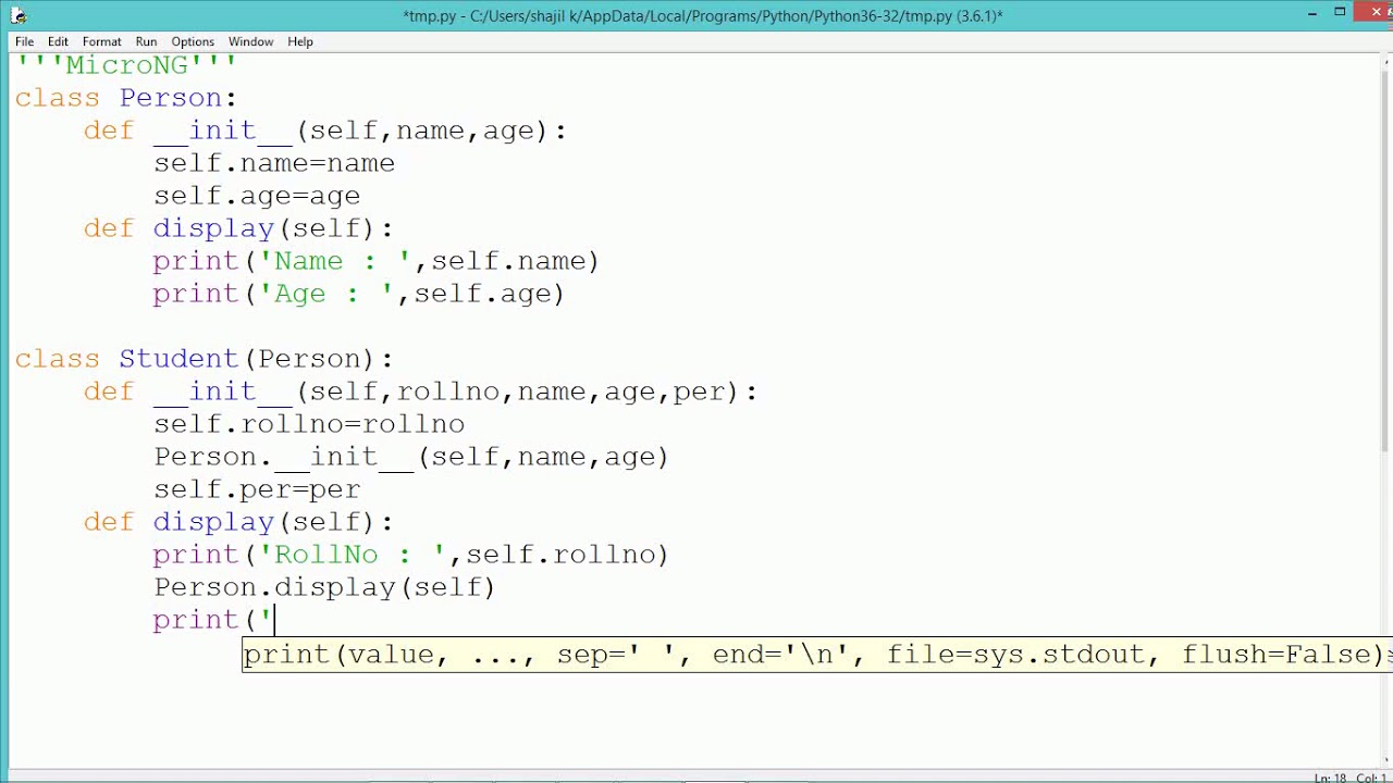 Python Program - Single level inheritance