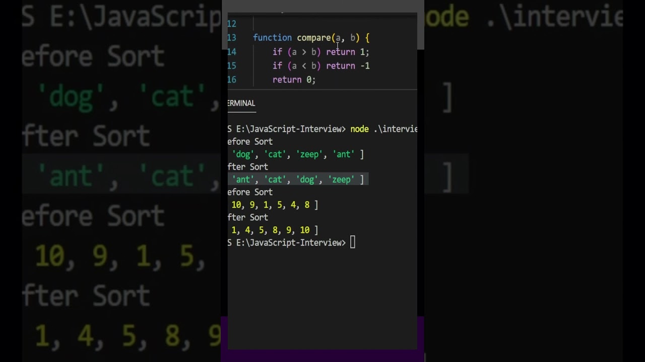 Sort array of elements using sort() in JavaScript | JS Interview Questions #24 | #shorts #short #js