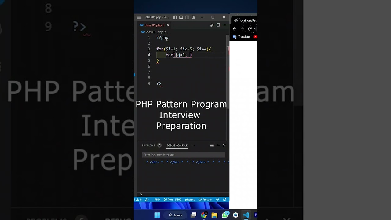 PHP Pattern Program || #PHP_interview #preparation #shorts #2023 #php