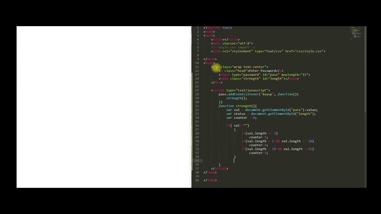 Create password strength using html css and Js || HTML tutorials