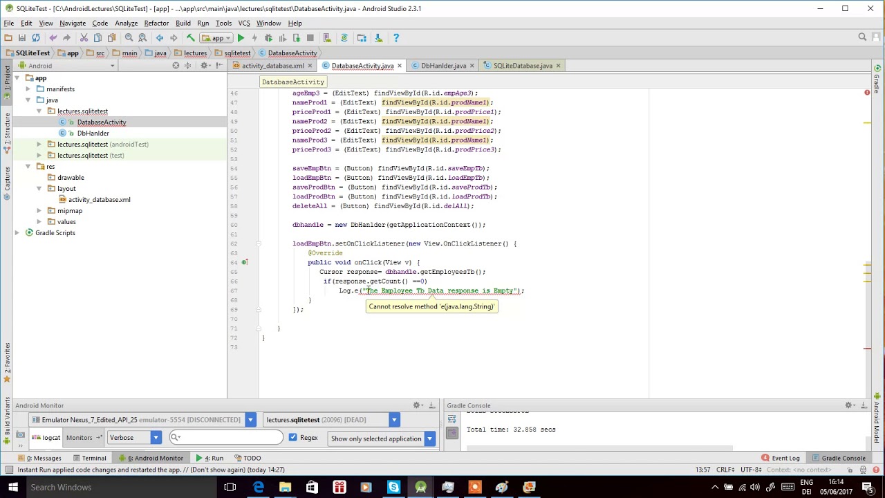 Android SQLite Database with example Project : part 17