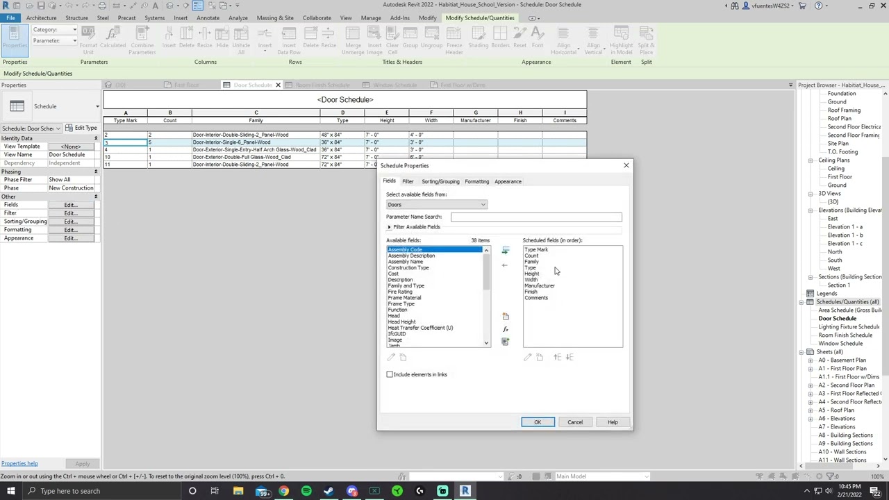 Revit | Creating & Editing Schedules