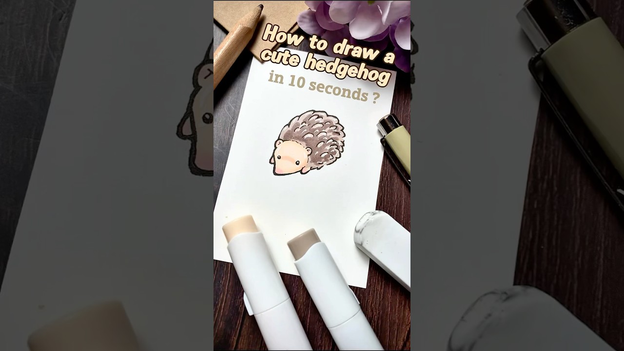 How to draw a cute hedgehog in 10 seconds? 💕🦔😍 #hedgehog # #doodleart #howtodraweasy #cutedrawing