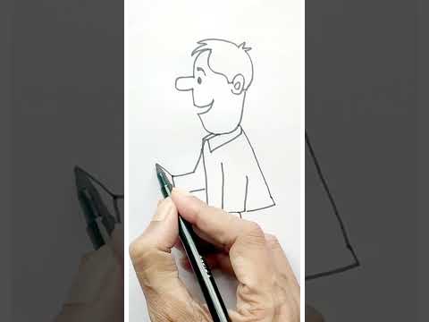 How to draw simple easy cartoon man| Cartoon people standing pose ...