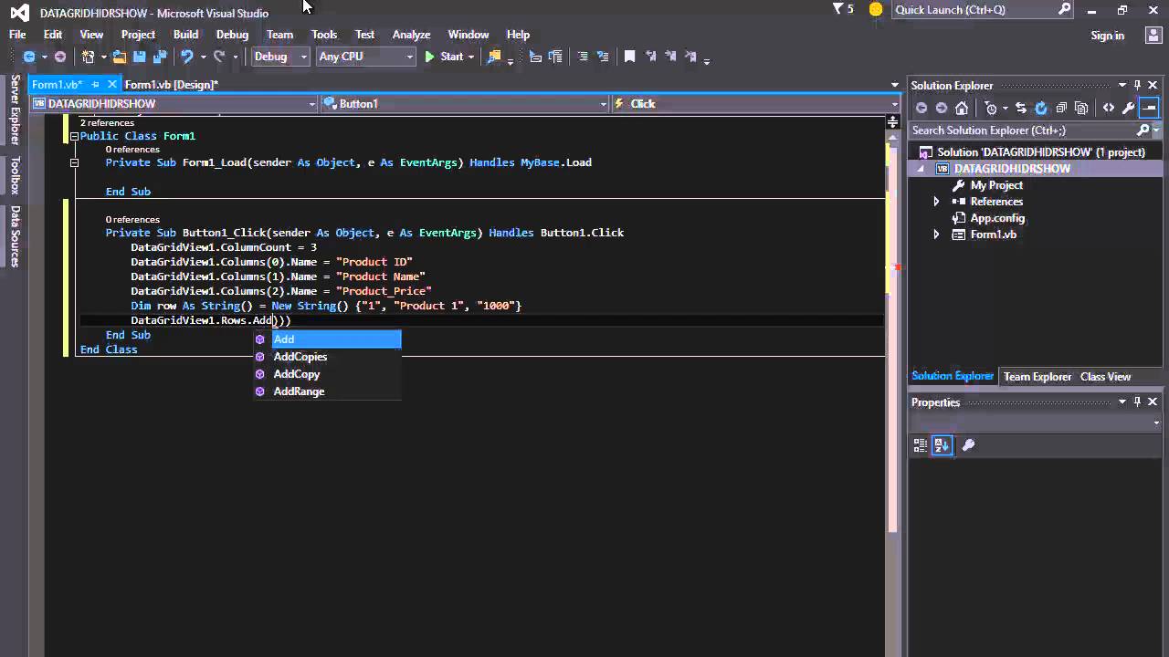 [ VISUAL STUDIO VB NET ] DataGridView hiding rows and columns