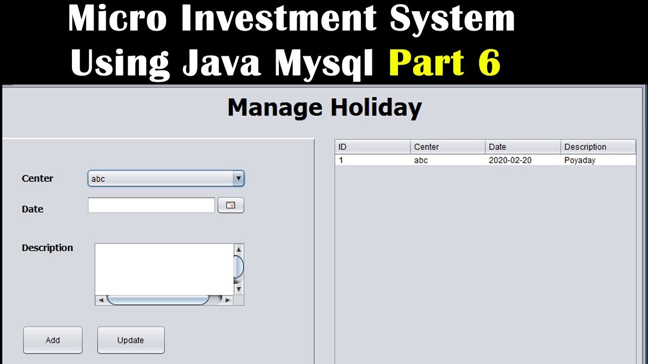 Micro Investment System Using Java Mysql Part 6