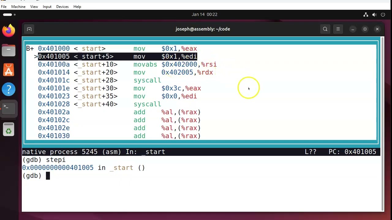 x86-64 Assembly - gdb