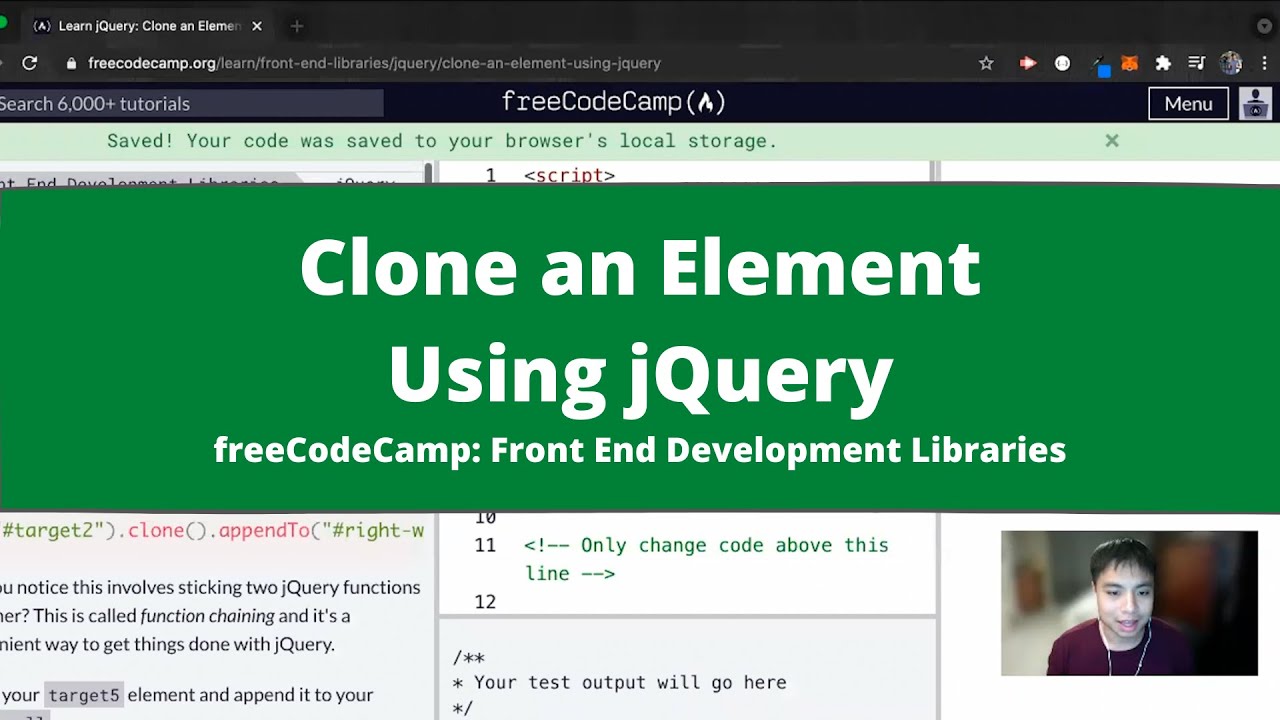 Clone an Element Using jQuery (jQuery) freeCodeCamp Tutorial