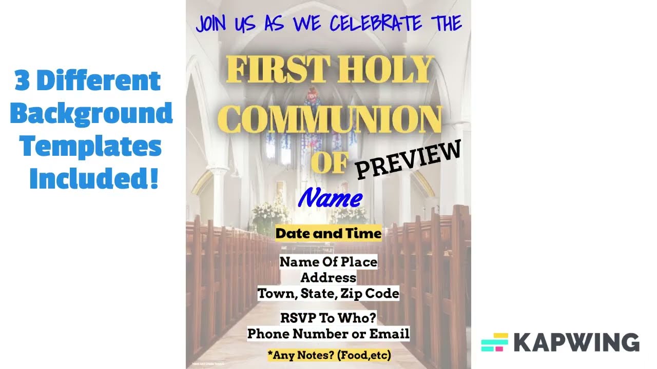 First Holy Communion Invitations-3 Different Templates To Choose From!