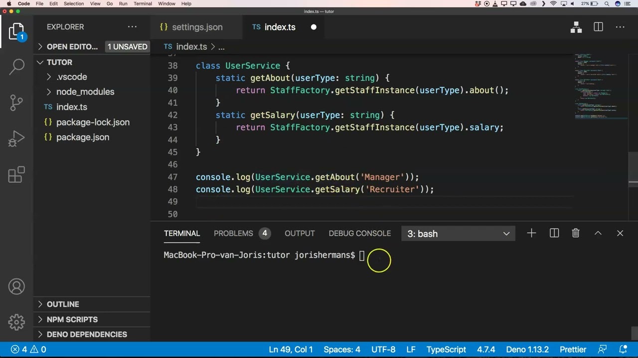 factory method pattern in typescript