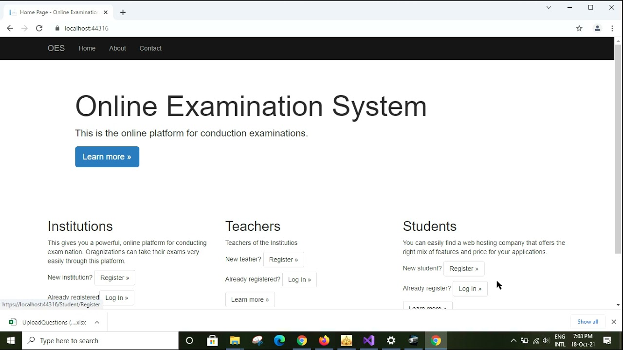 Online examination System using Asp net MVC C Sharp and SQL Server