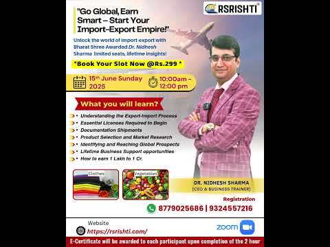 Import Export Business Training by Dr. Nidhesh Sharma | Earn ₹1 Lakh to ₹1 Cr