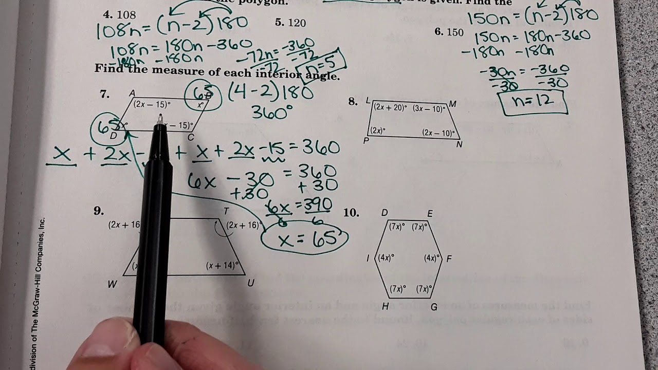 Workbook 6-1: Angles of Polygons