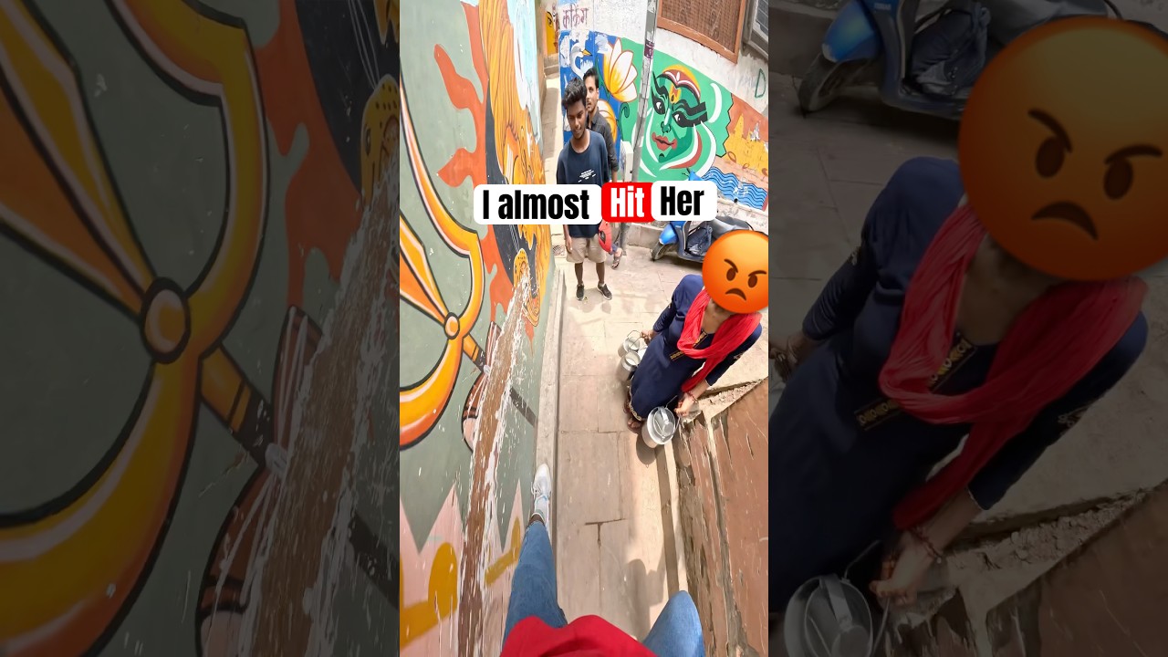 10 seconds funny🤣 parkour challenge in Varanasi streets #funny #parkour #challenge #varanasi