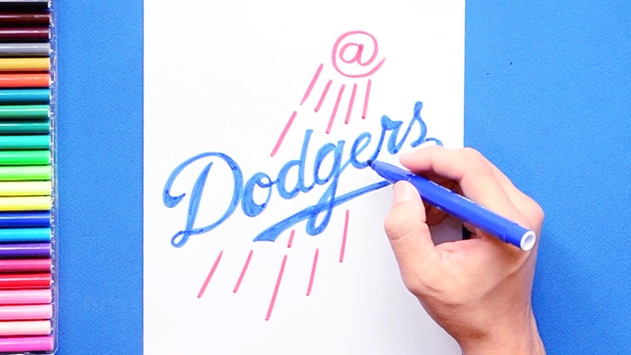 How to draw the LA Dodgers Logo (MLB Team)