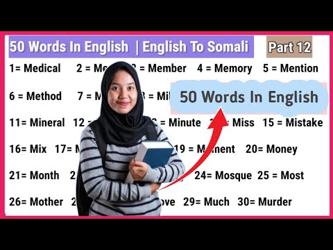 Part 12 | 50 English Words With Somali Meaning