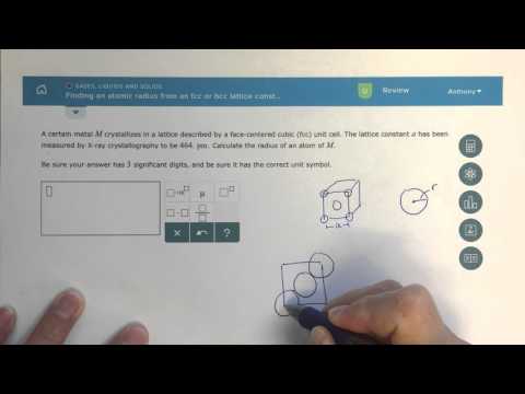 ALEKS - Finding an Atomic Radius from an FCC or BCC Lattice Constant