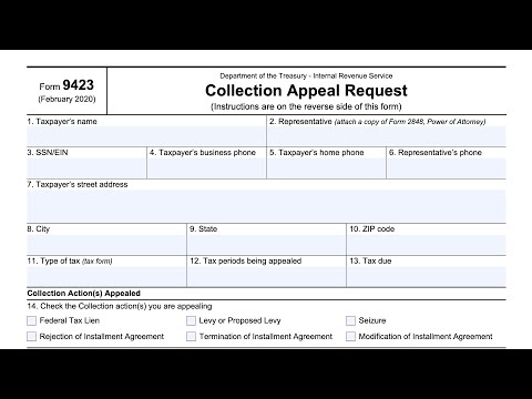 IRS Form 9423 walkthrough (Collection Appeal Request)