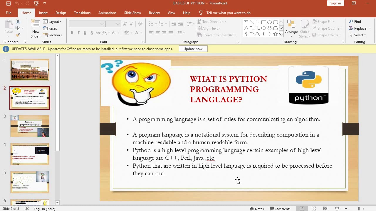 #POWERPOINT PRESENTATION ON BASICS OF PYTHON PROGRAMMING LANGUAGE