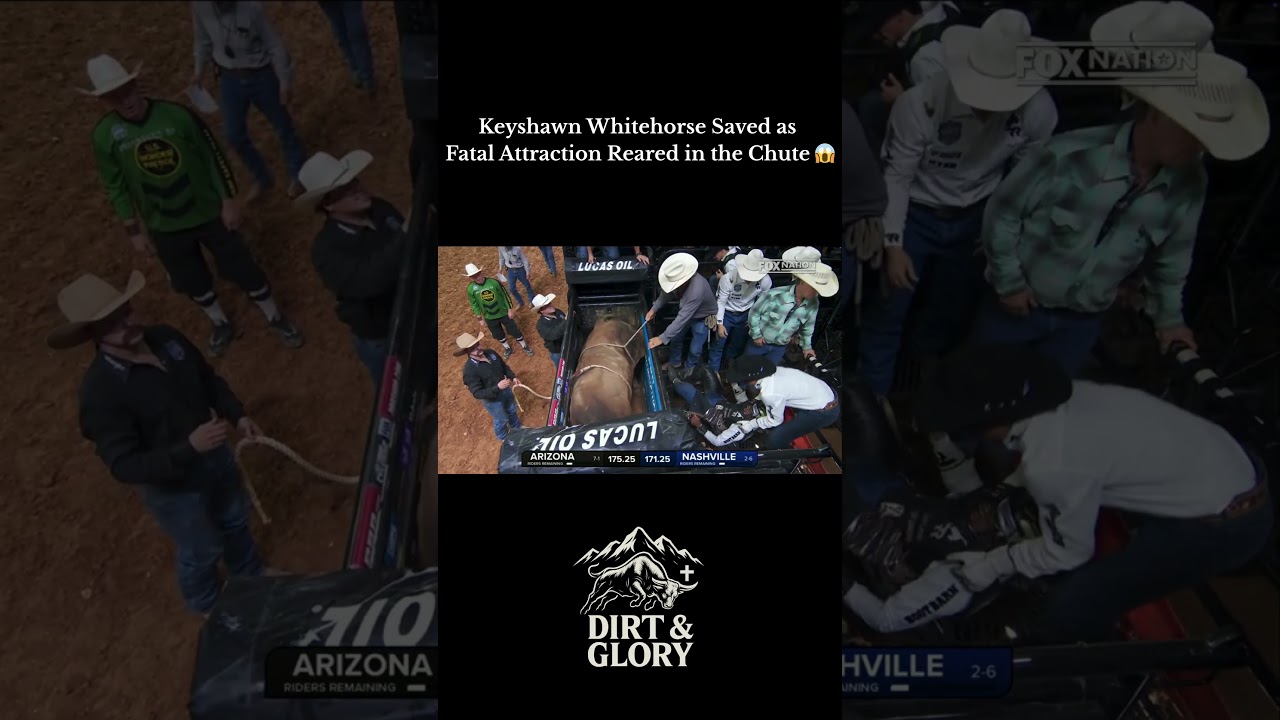 Fatal Attraction REARS in Chute | Keyshawn Whitehorse Pulled to Safety 😳 | PBR Stampede Days 2025