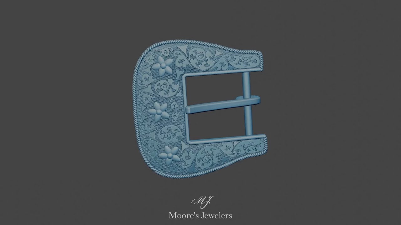 Scroll Pattern Belt Buckle 3d Model: Moore's Jewelers
